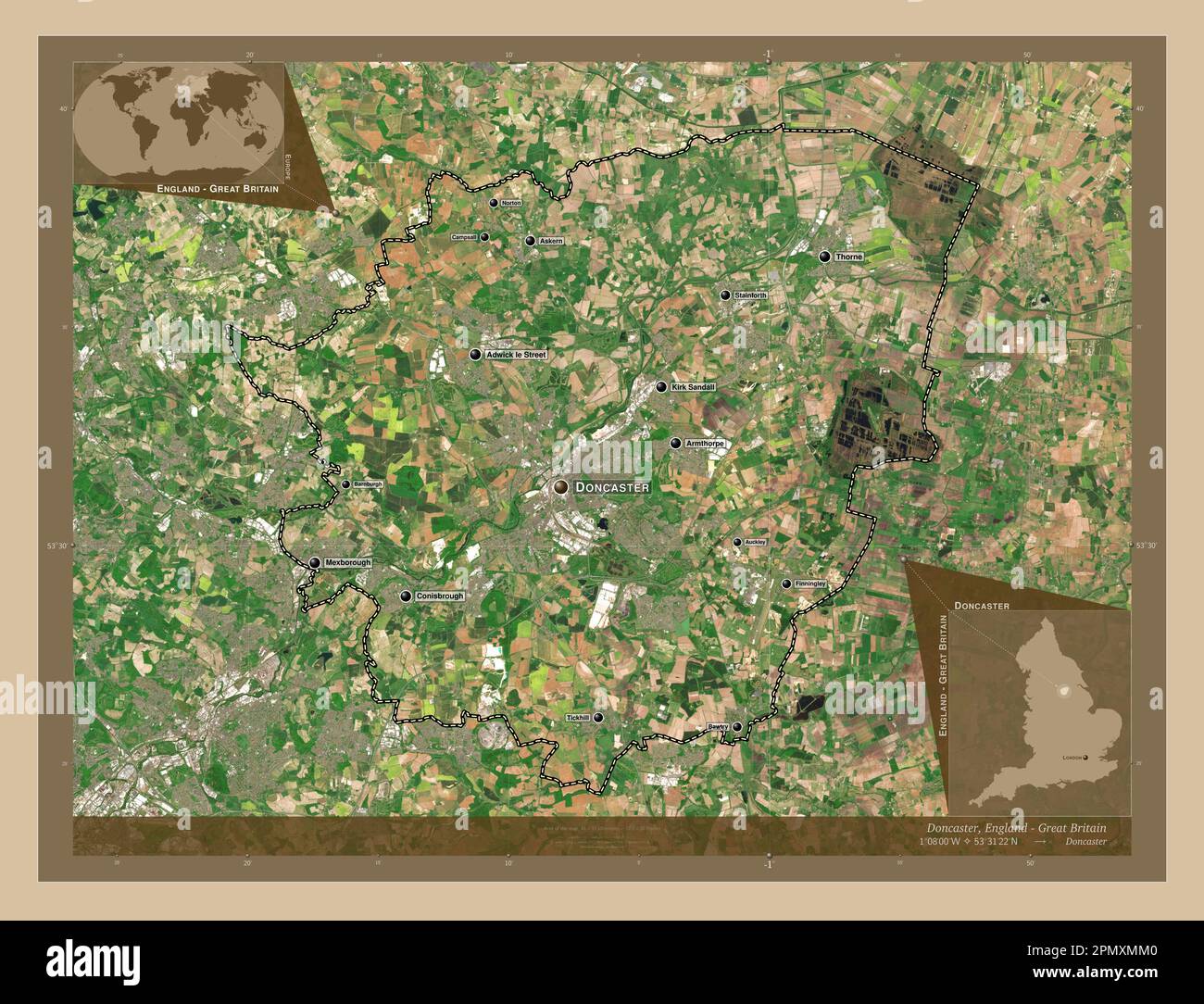 Doncaster, administrative county of England - Great Britain. Low ...