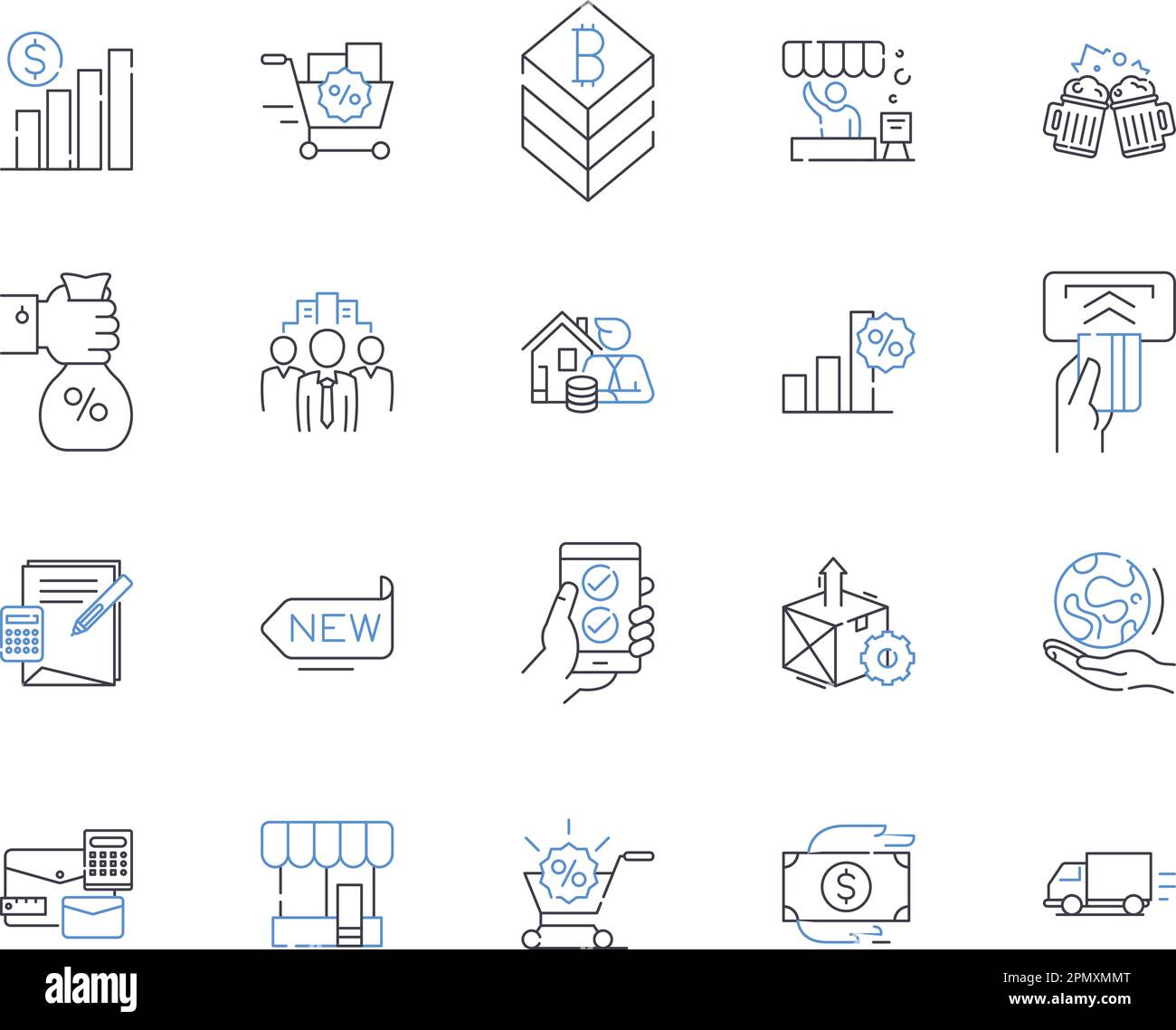 Market income outline icons collection. Income, Market, Earnings, Wages ...