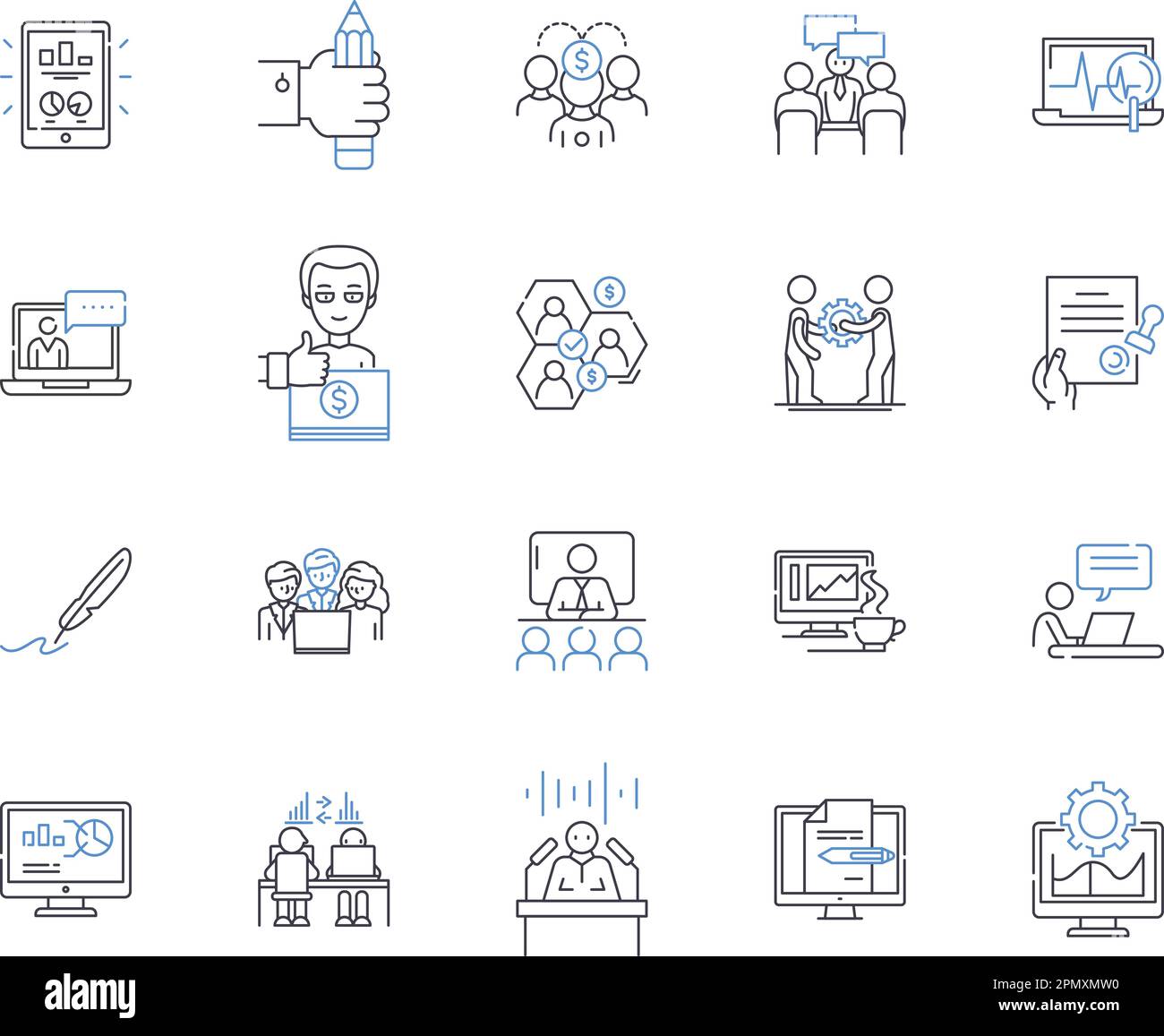Working team outline icons collection. Collaborative, Unit, Cooperative ...