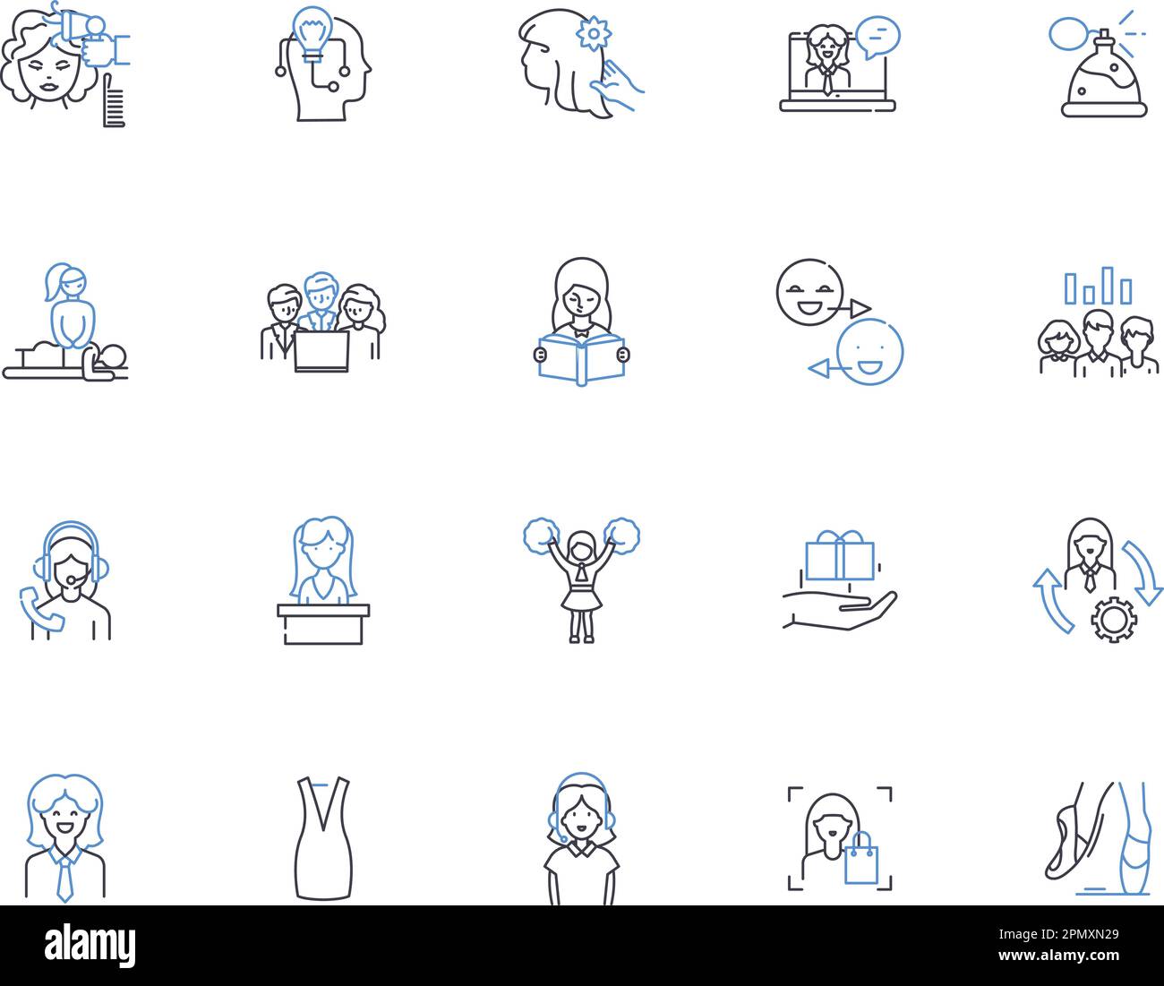 Women business outline icons collection. Female, Entrepreneurs, Moguls ...