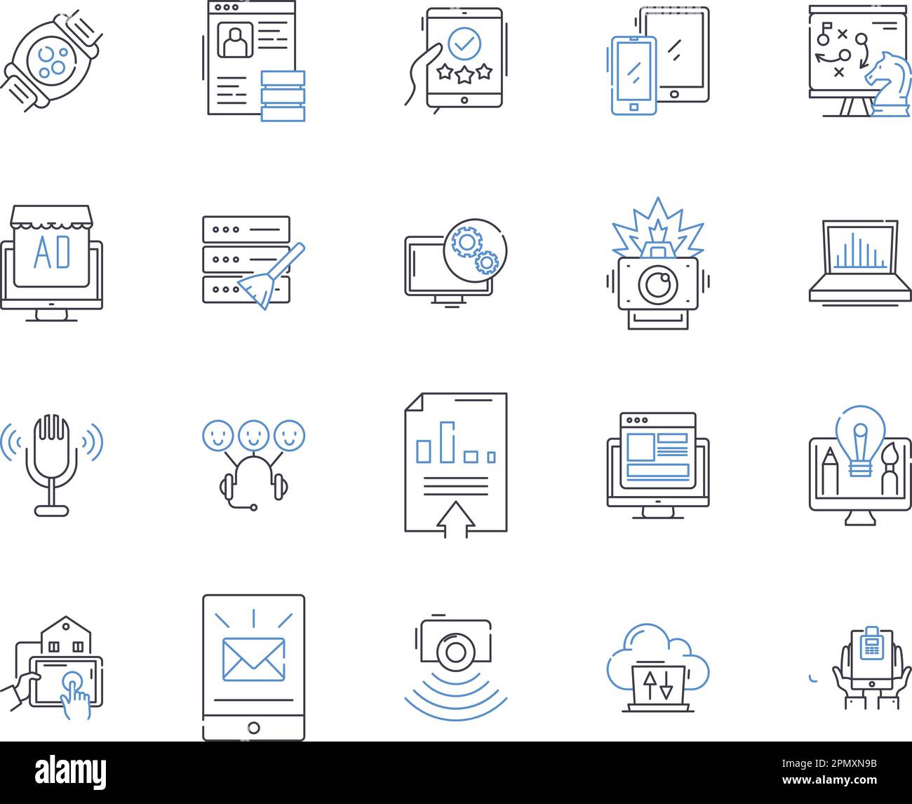 Information Technology Outline Icons Collection It Computing