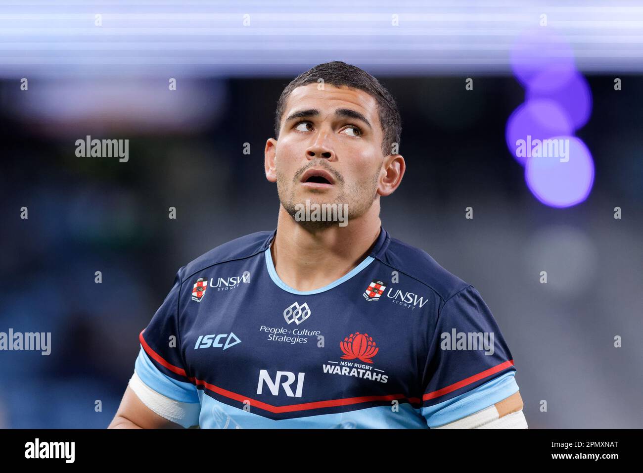 Izaia Perese of the Waratahs warms up before the Super Rugby Pacific ...