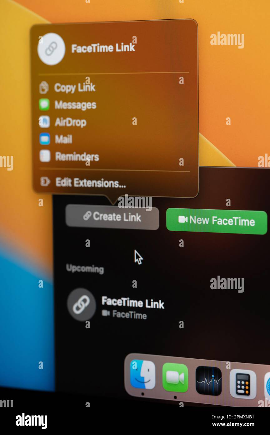 New york, USA - April 12, 2023: Sending Facetime link to make call on ...