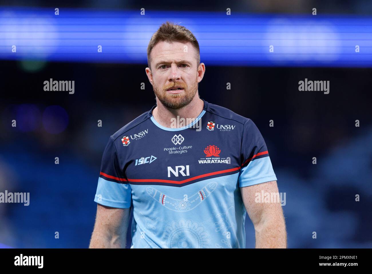 Jed Holloway of the Waratahs warms up before the Super Rugby Pacific ...