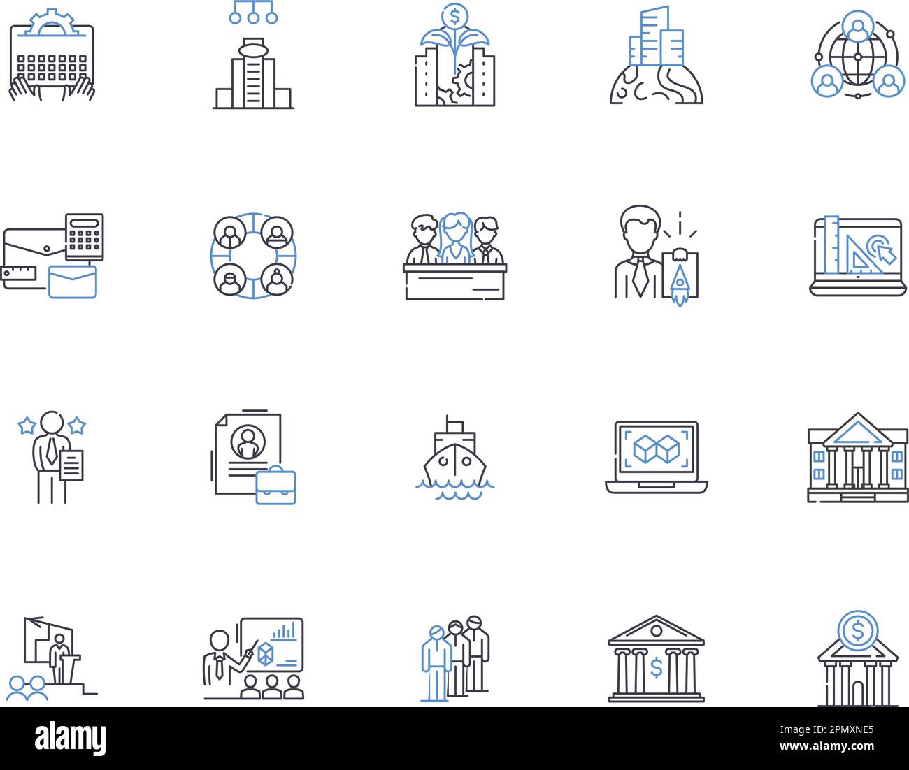Enterprise architecture outline icons collection. Enterprise ...