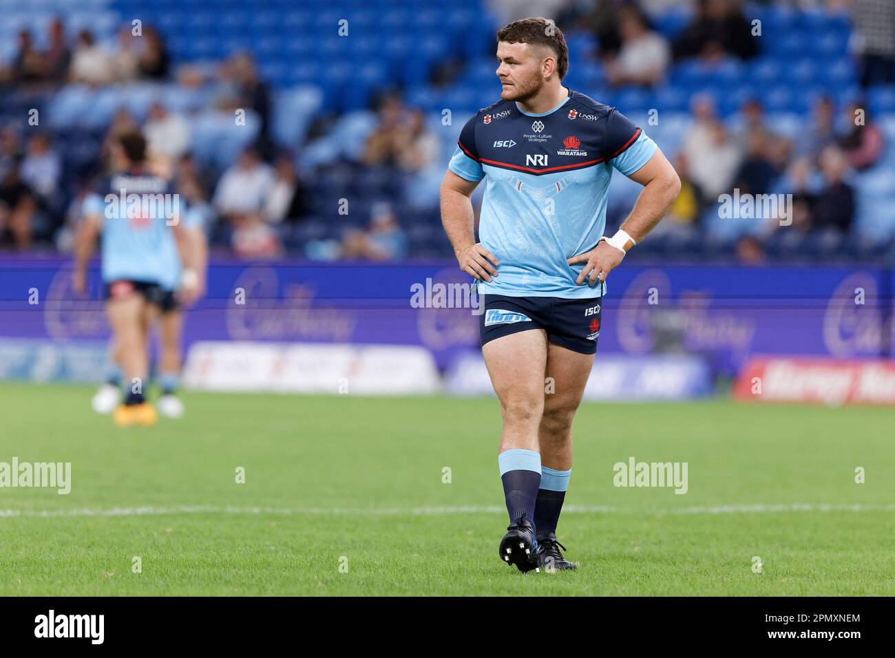 Tom Lambert of the Waratahs warms up before the Super Rugby Pacific ...