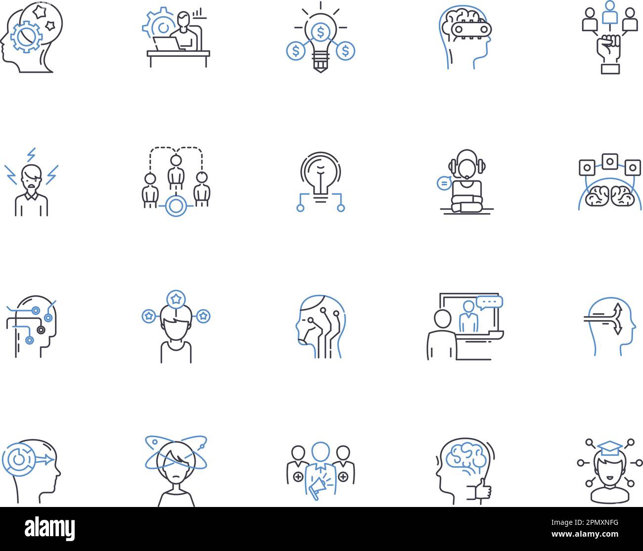 Thinking people outline icons collection. Thinking, People ...
