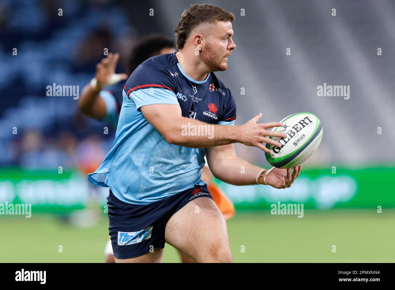 Tom Lambert of the Waratahs warms up before the Super Rugby Pacific ...