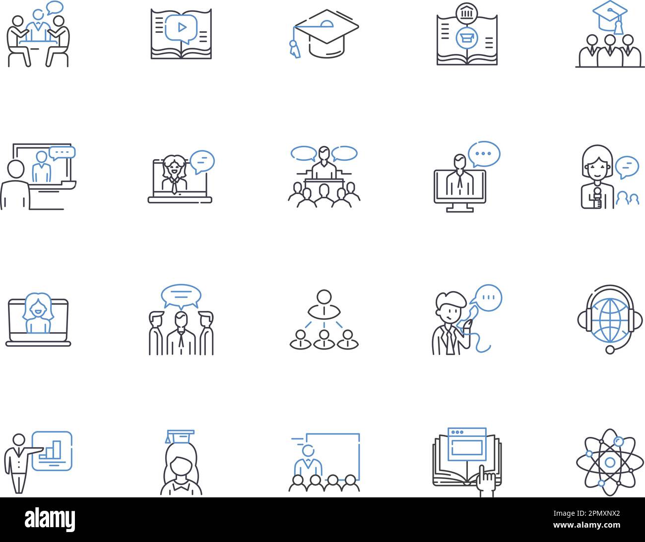 Teaching line icons collection. Tutor, Instruct, Educate, Guide, Coach ...