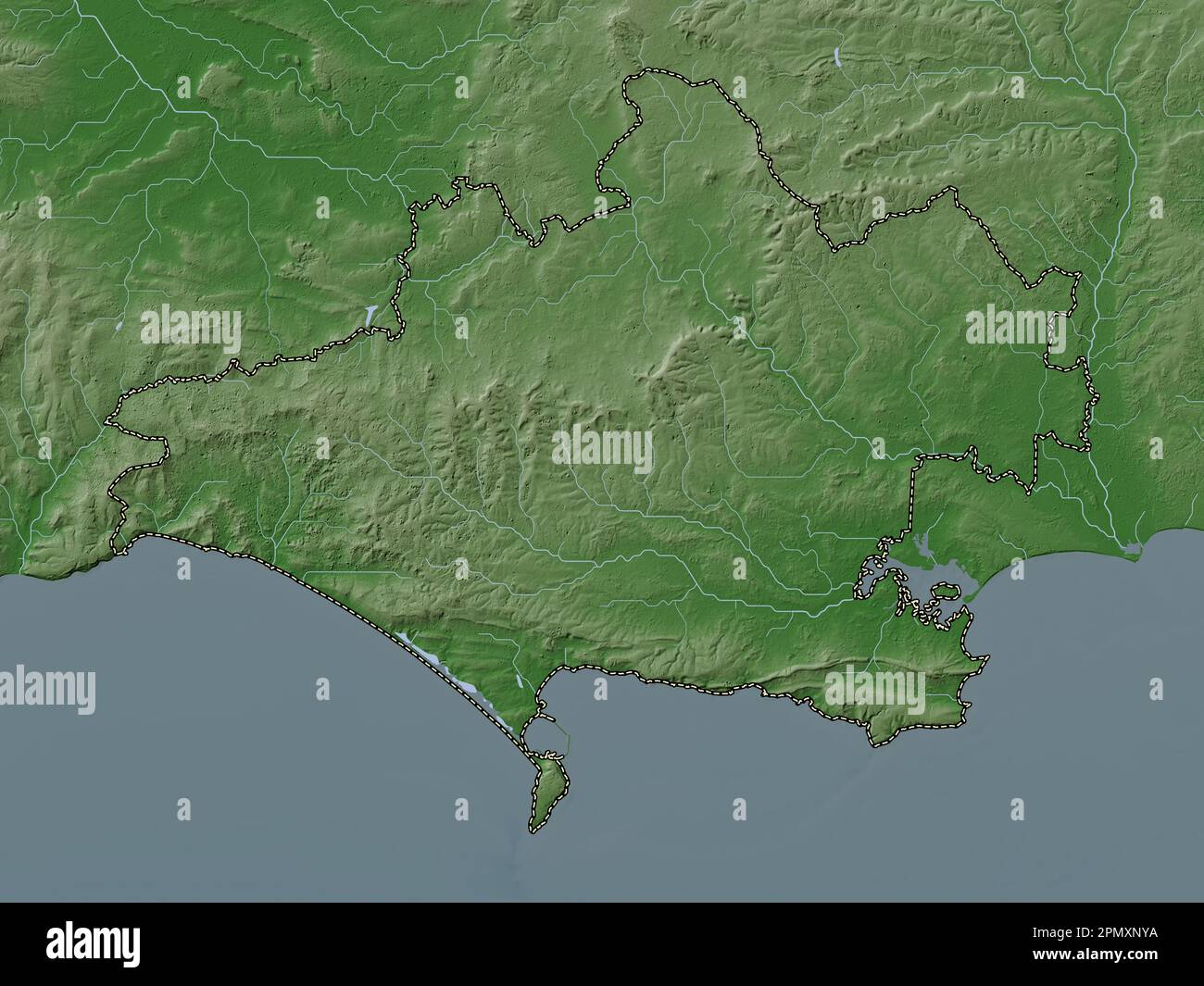 Dorset, administrative county of England - Great Britain. Elevation map ...
