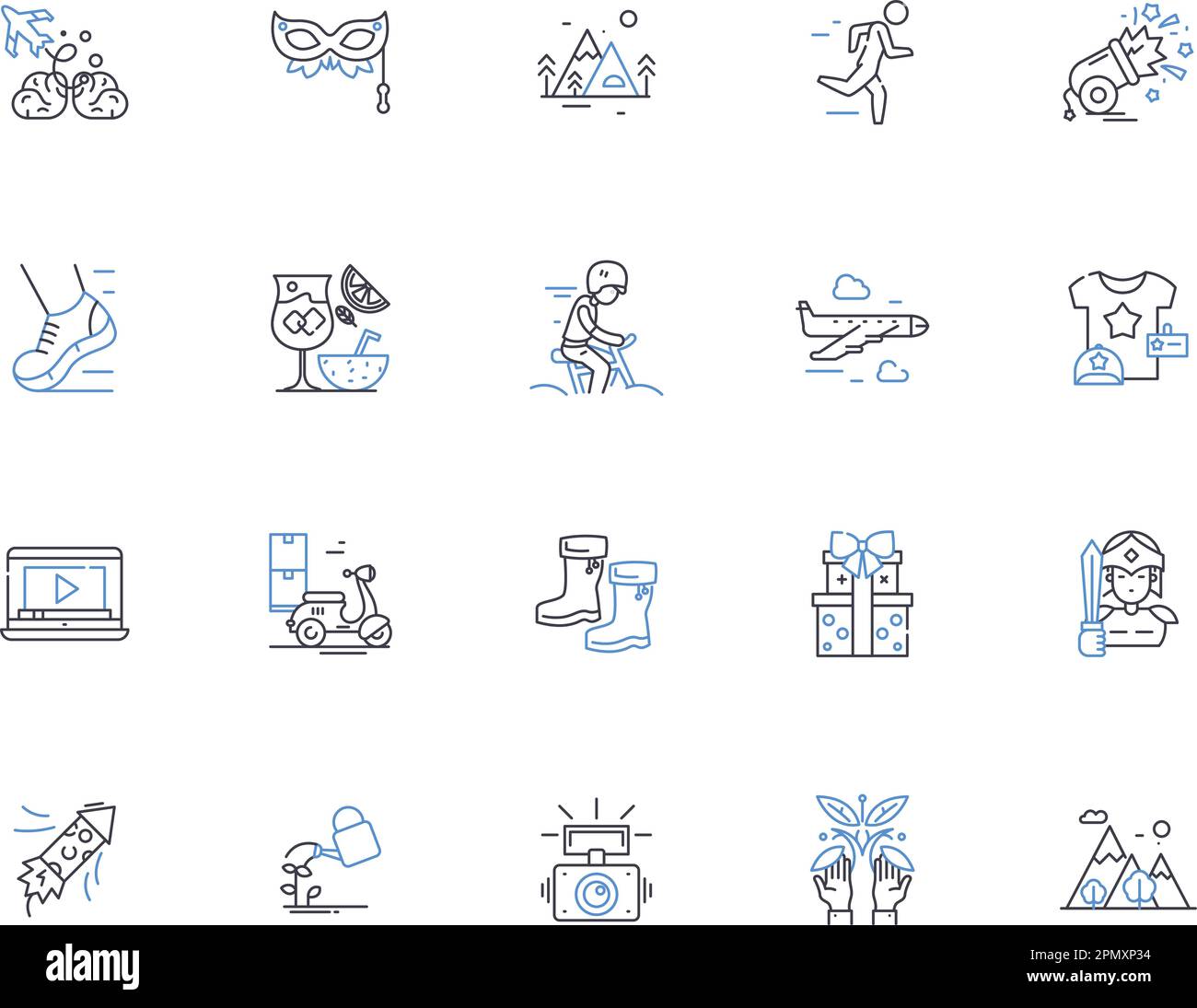 People lifestyle outline icons collection. Living, Dining, Travelling ...