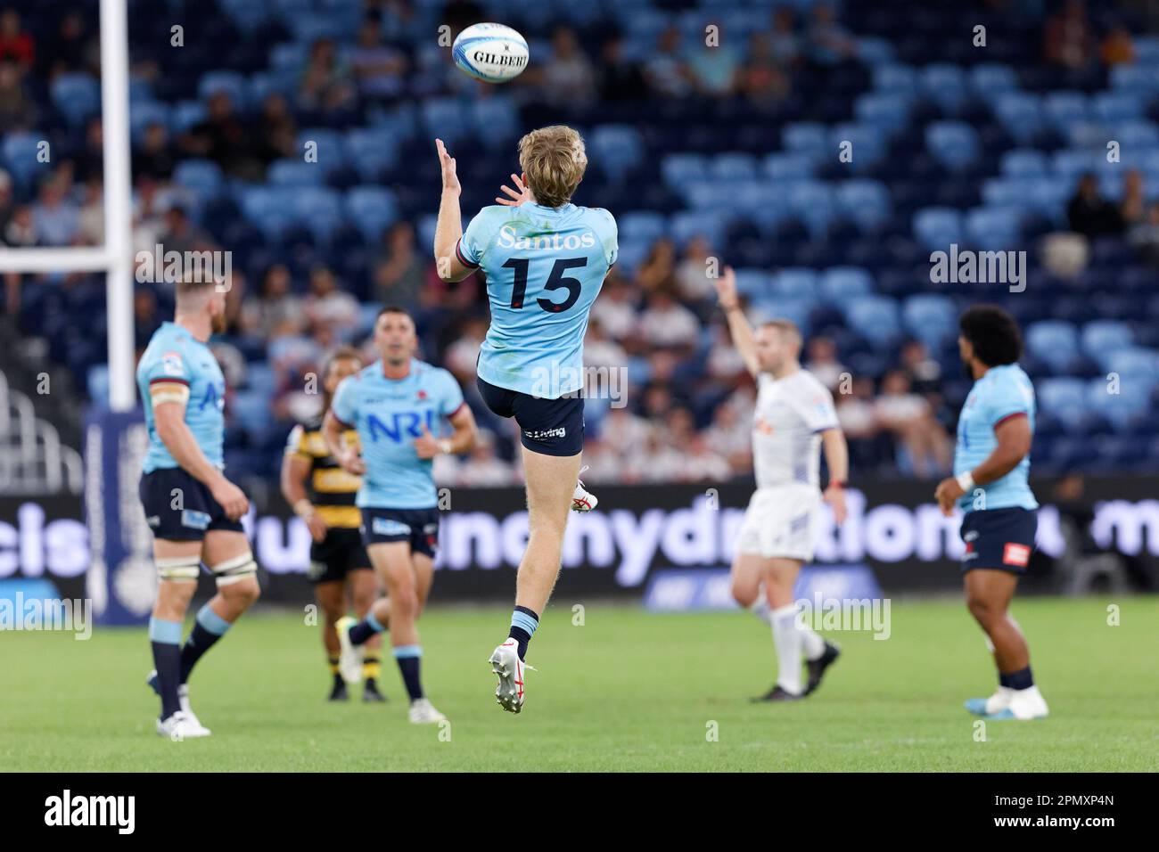 Max Jorgensen of the Waratahs prepares to catch the ball during the ...
