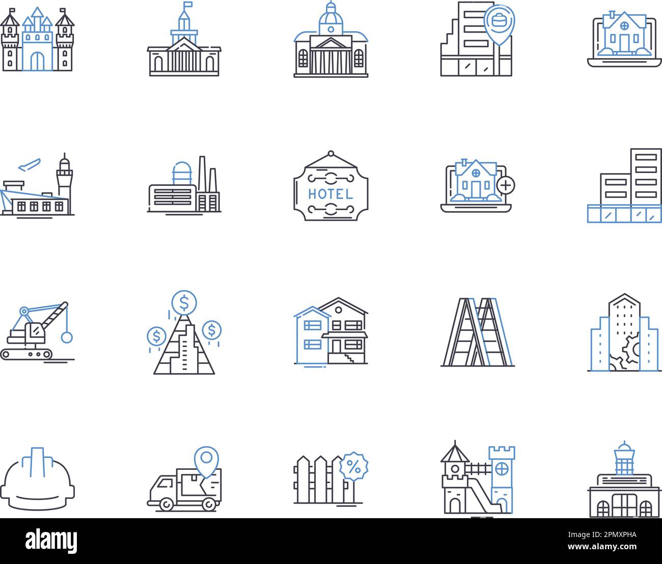 Realty and building outline icons collection. Realty, Building, Estate ... Realty and building outline icons collection. Realty, Building, Estate ...