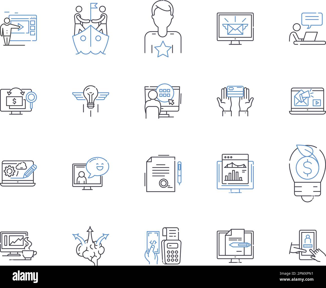 Start up management outline icons collection. Entrepreneurship ...