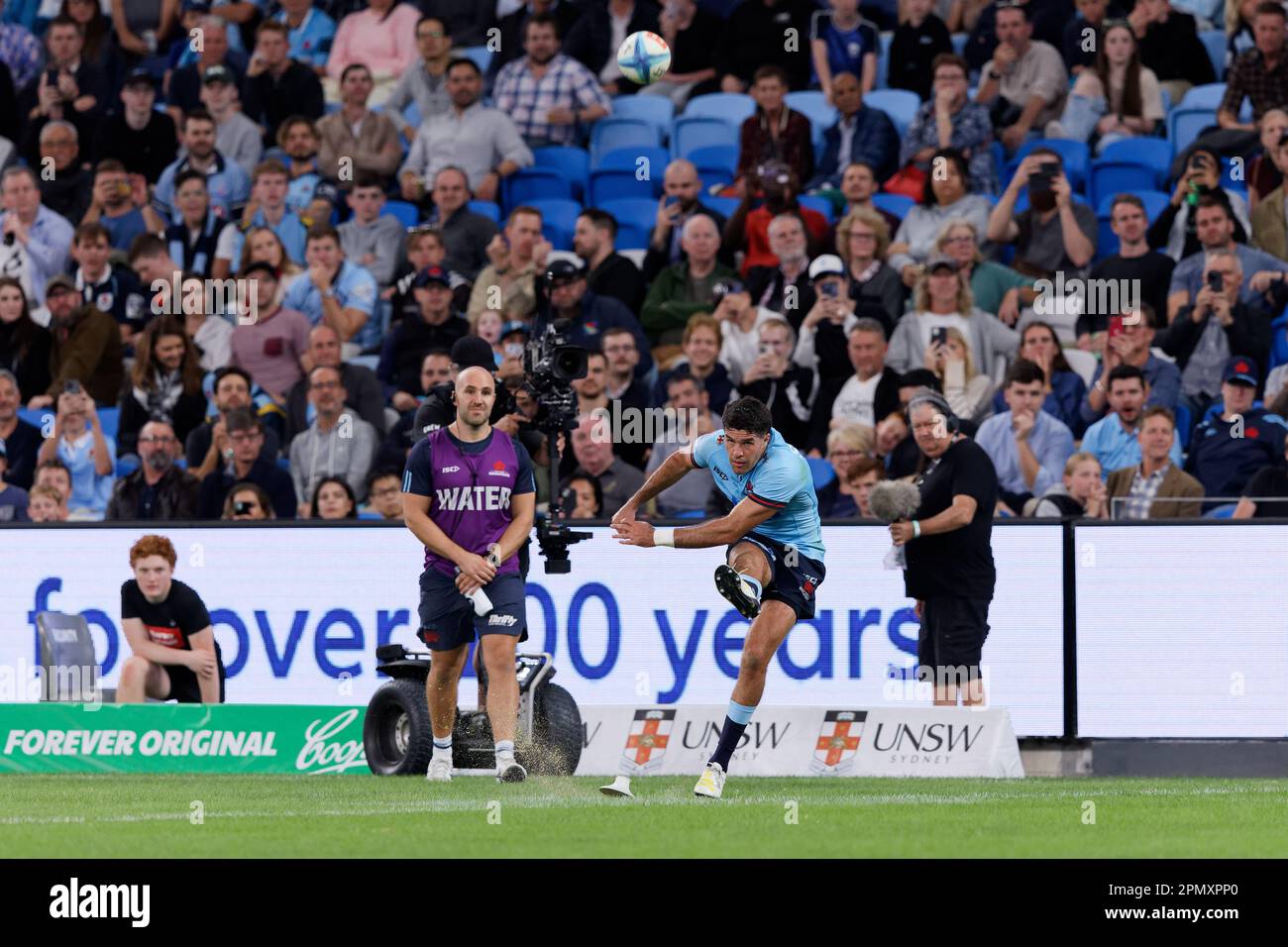Ben Donaldson of the Waratahs kicks a conversion during the Super Rugby ...