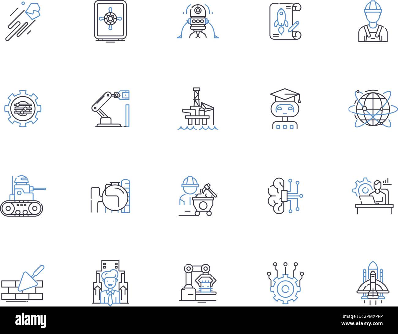 Industry outline icons collection. Manufacture, Business, Factory ...