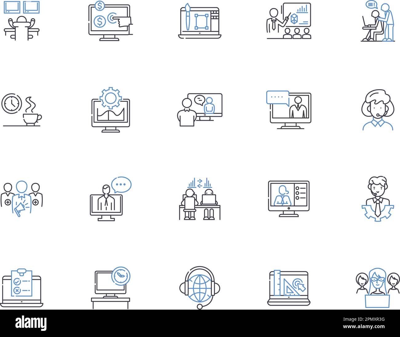 Working people outline icons collection. Labor, Employees, Staff ...