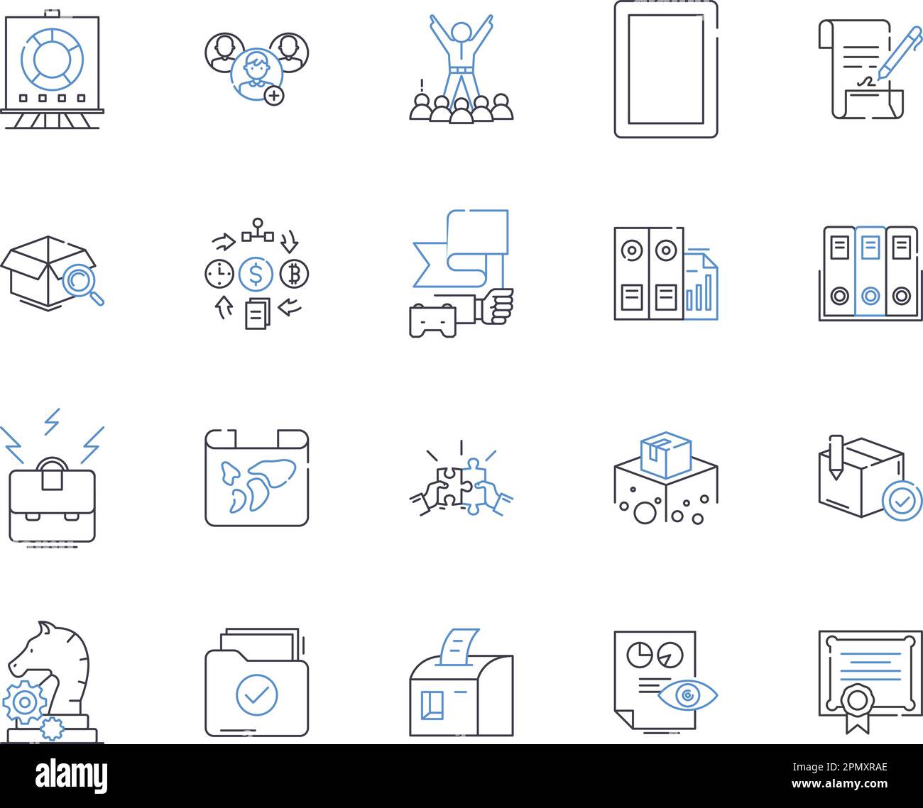 Document Management Outline Icons Collection Document Management System Records Scanning