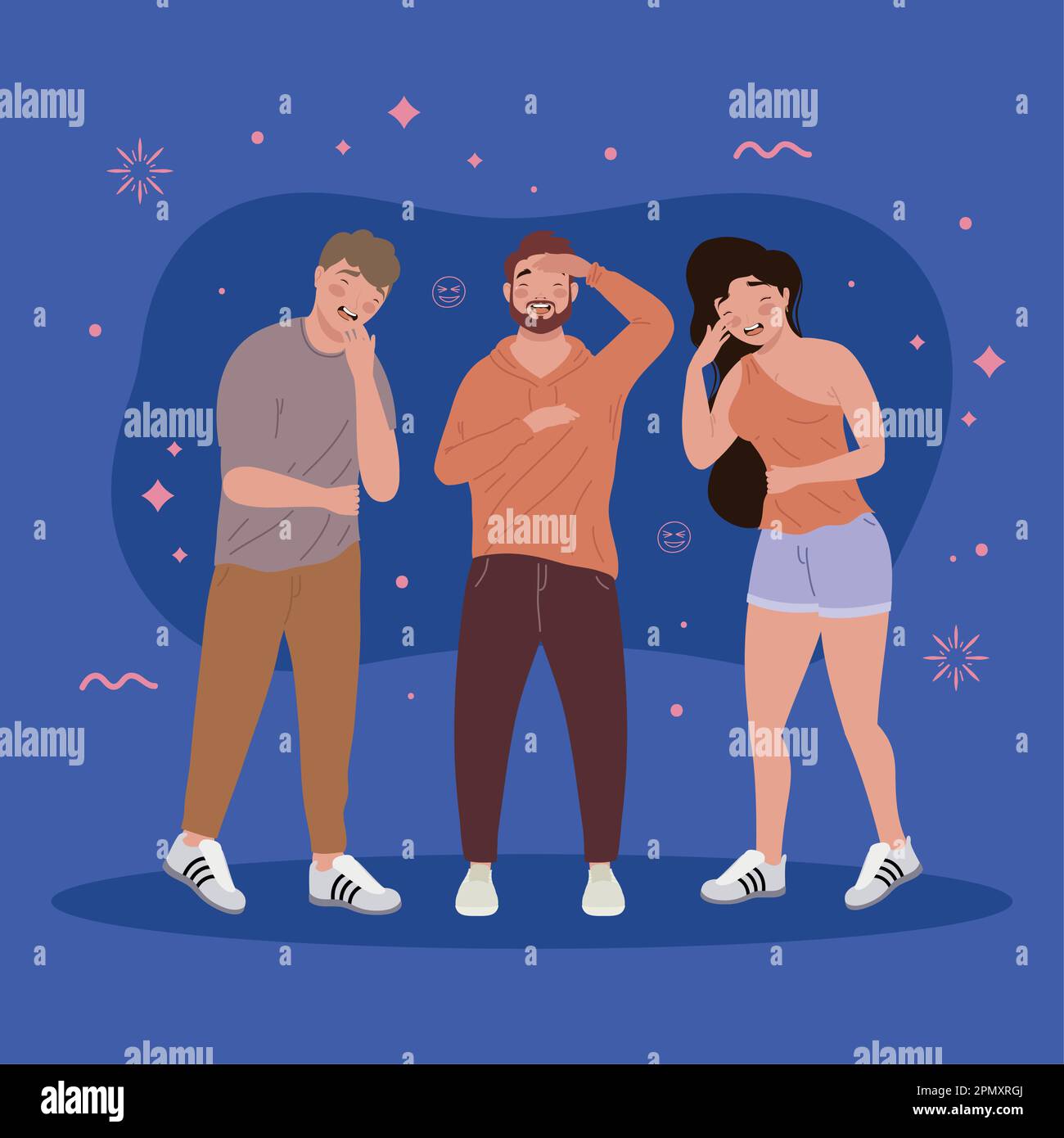 three friends laughing happy characters Stock Vector Image & Art - Alamy