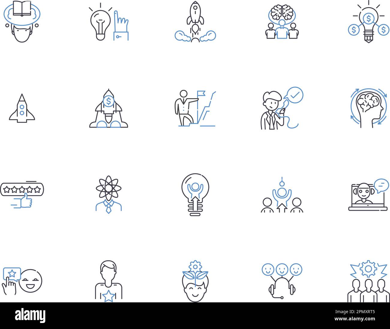 Leadership outline icons collection. Lead, Manager, Direct, Guide, Inspire, Command, Rule vector ...