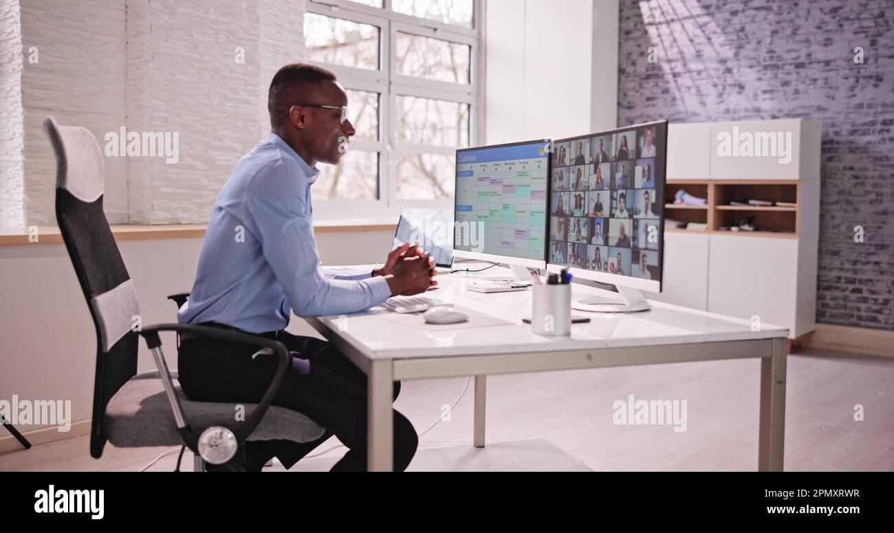 Online Video Interview. Business Conferencing Webinar Banner Stock ...