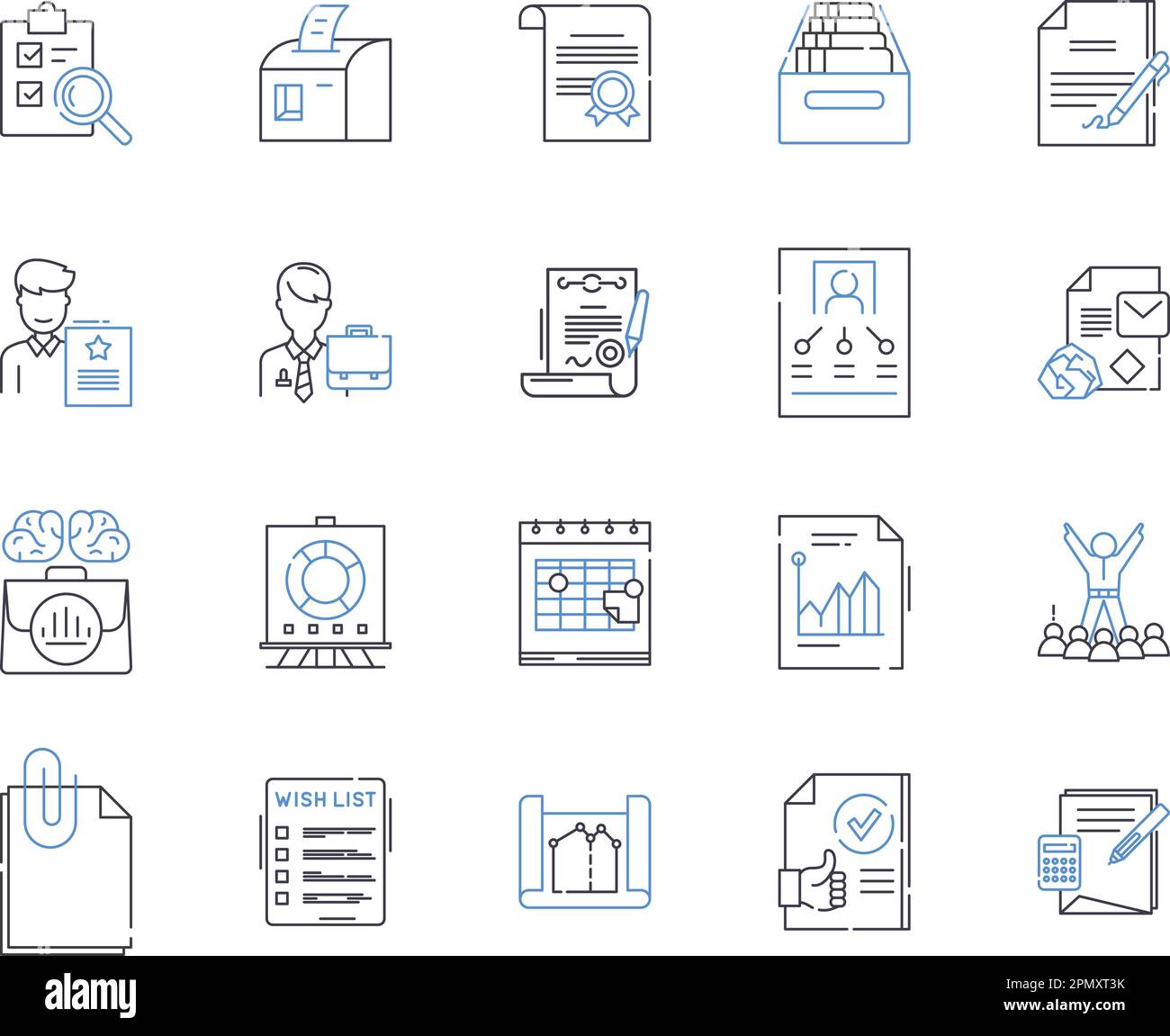 Document Processing Outline Icons Collection Documentation Processing Editing Scanning