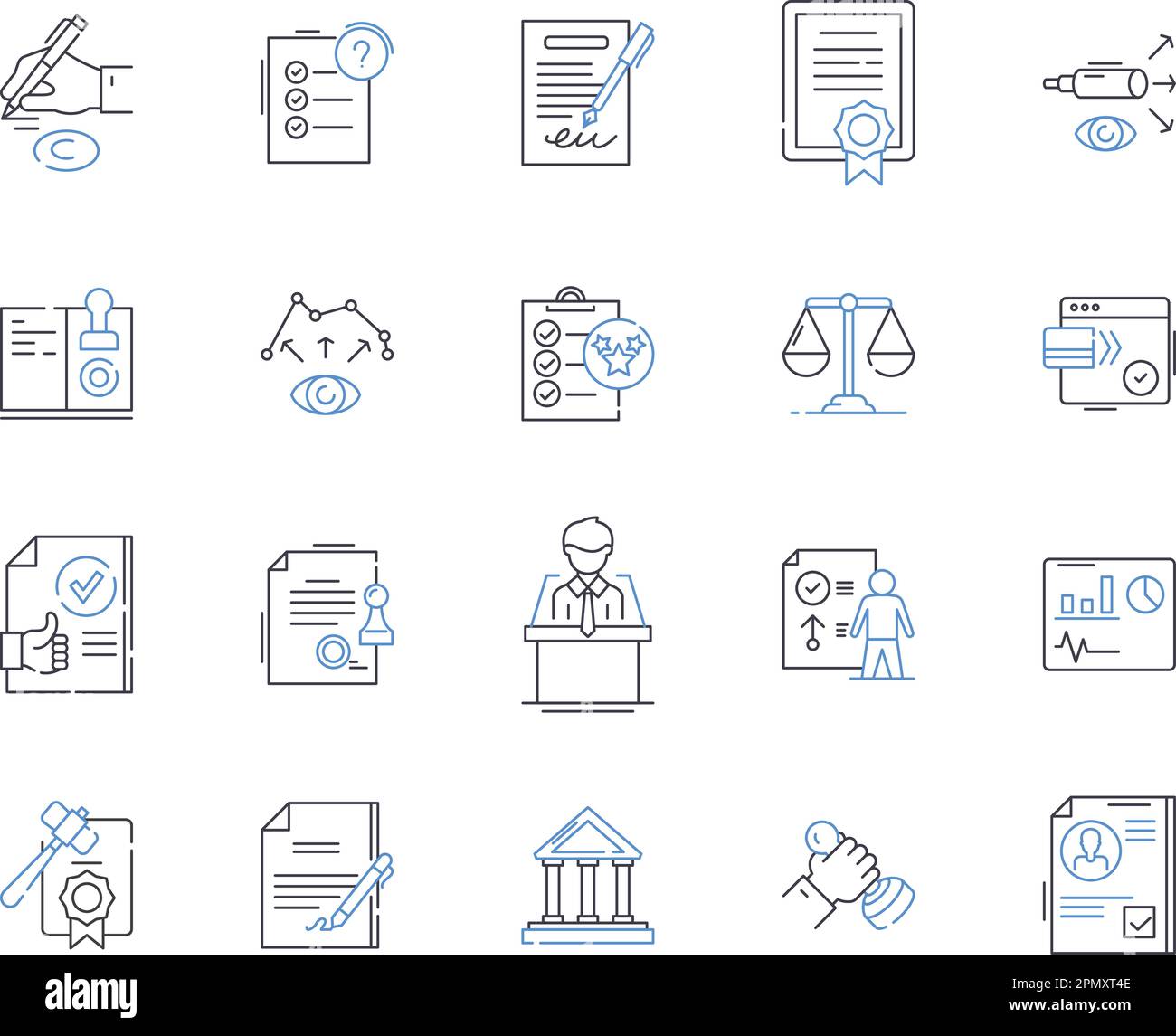 Legal department outline icons collection. Lawyer, Attorney, Litigation, Court, Compliance ...