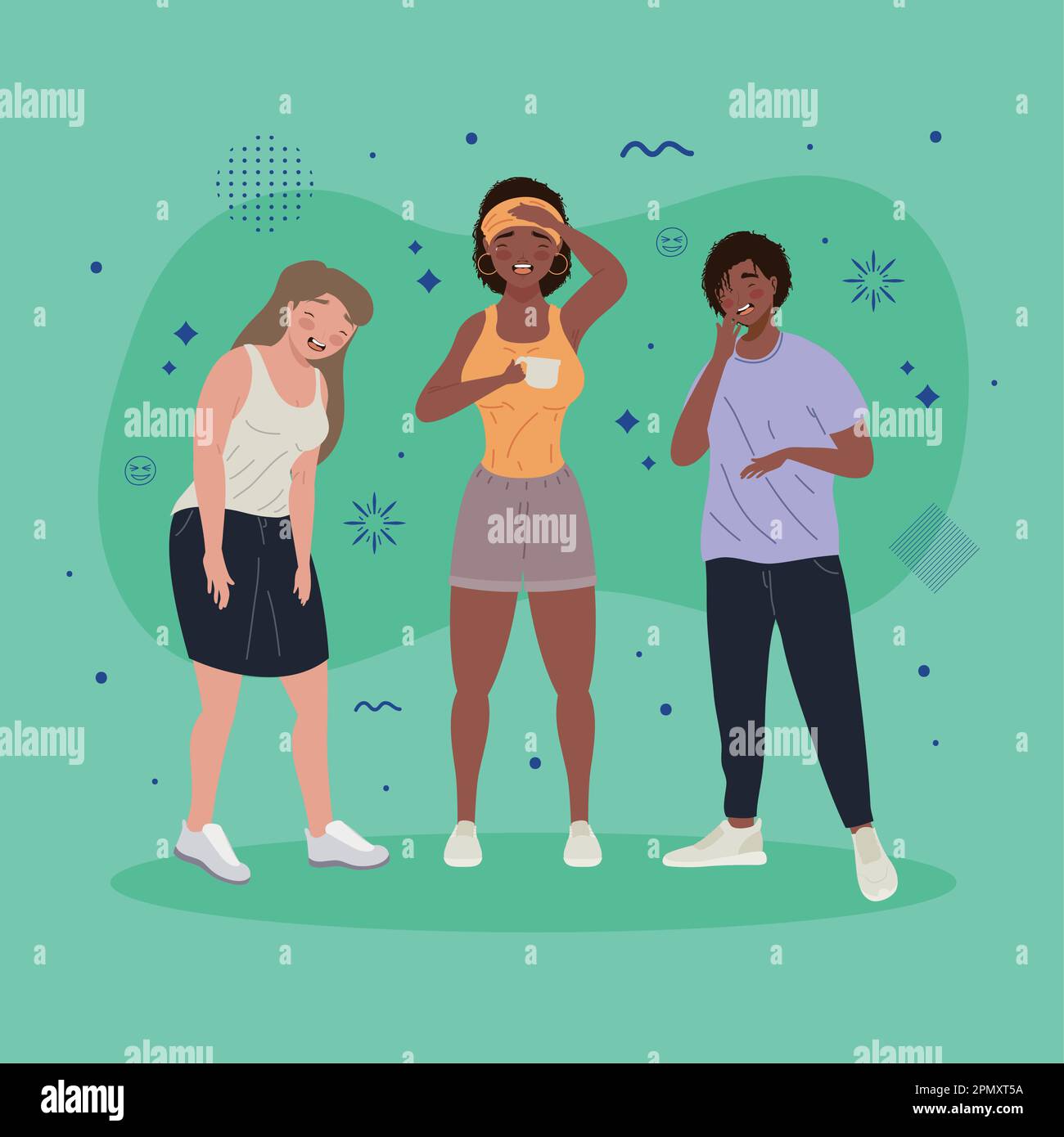 interracial persons laughing happy characters Stock Vector Image & Art ...