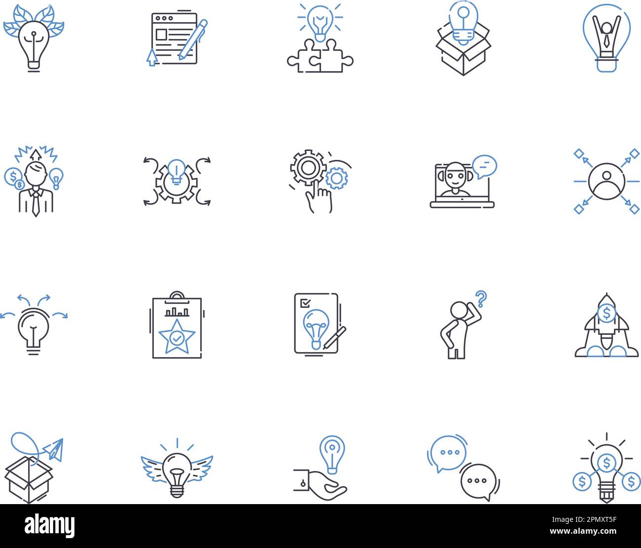 Idea generation outline icons collection. Ideas, Generation ...