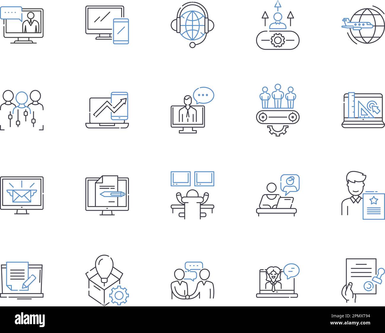Corporation Teamwork Outline Icons Collection Cooperation