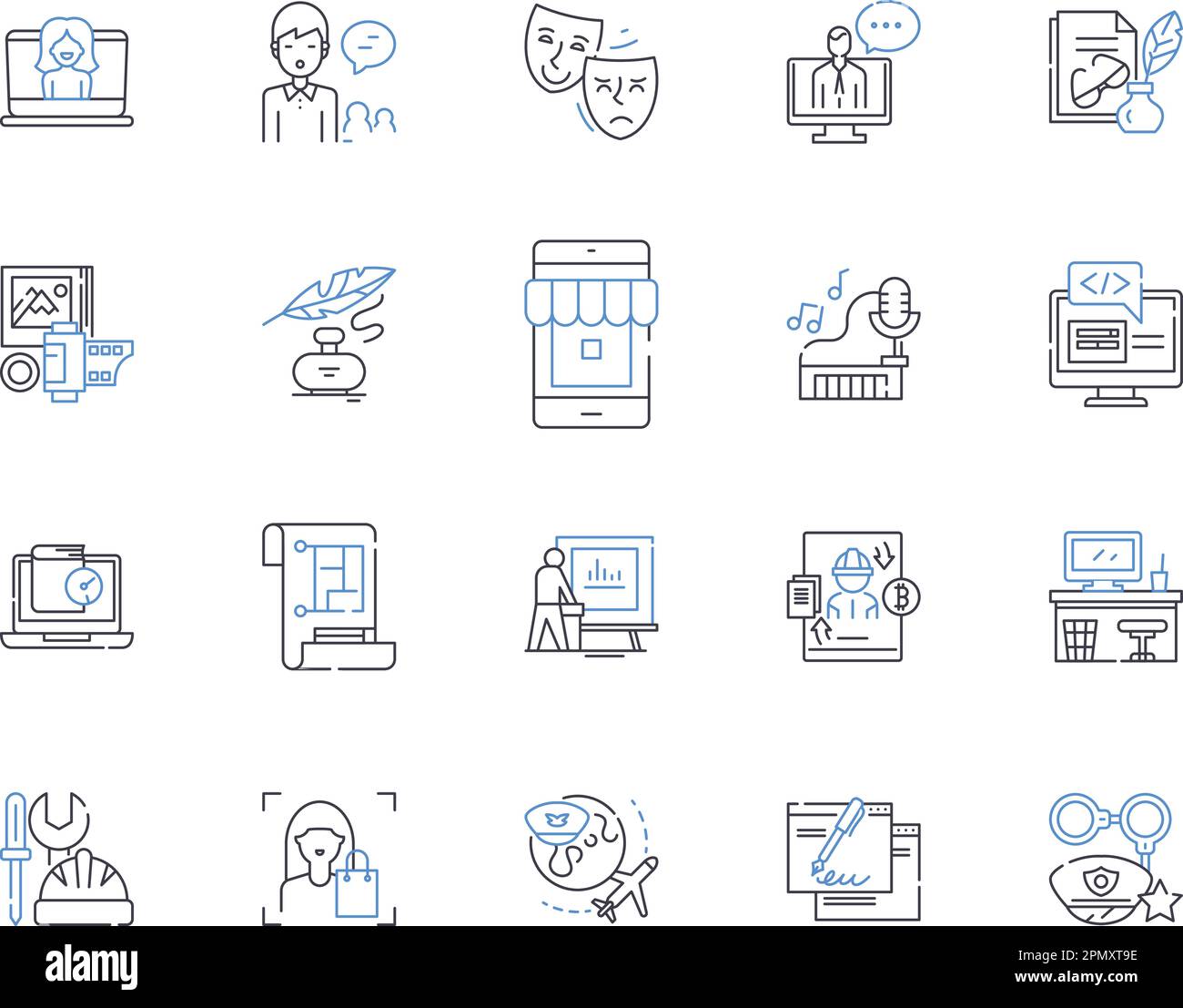 Digitall Freelance outline icons collection. Digital, Freelance ...