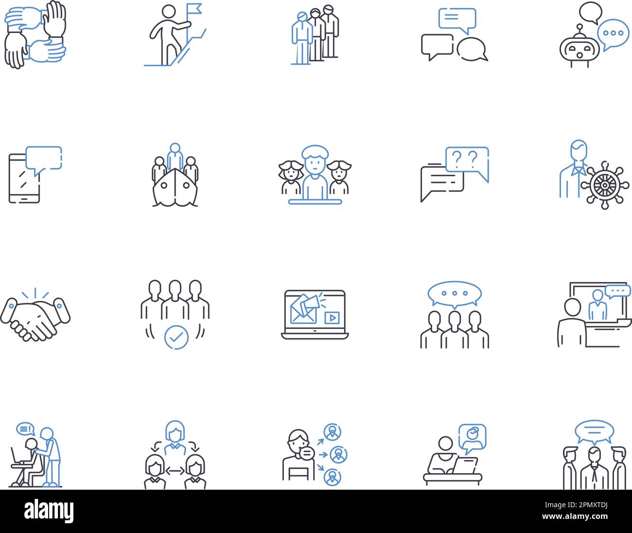 Supporting people outline icons collection. Aid, Assist, Backing, Boost ...