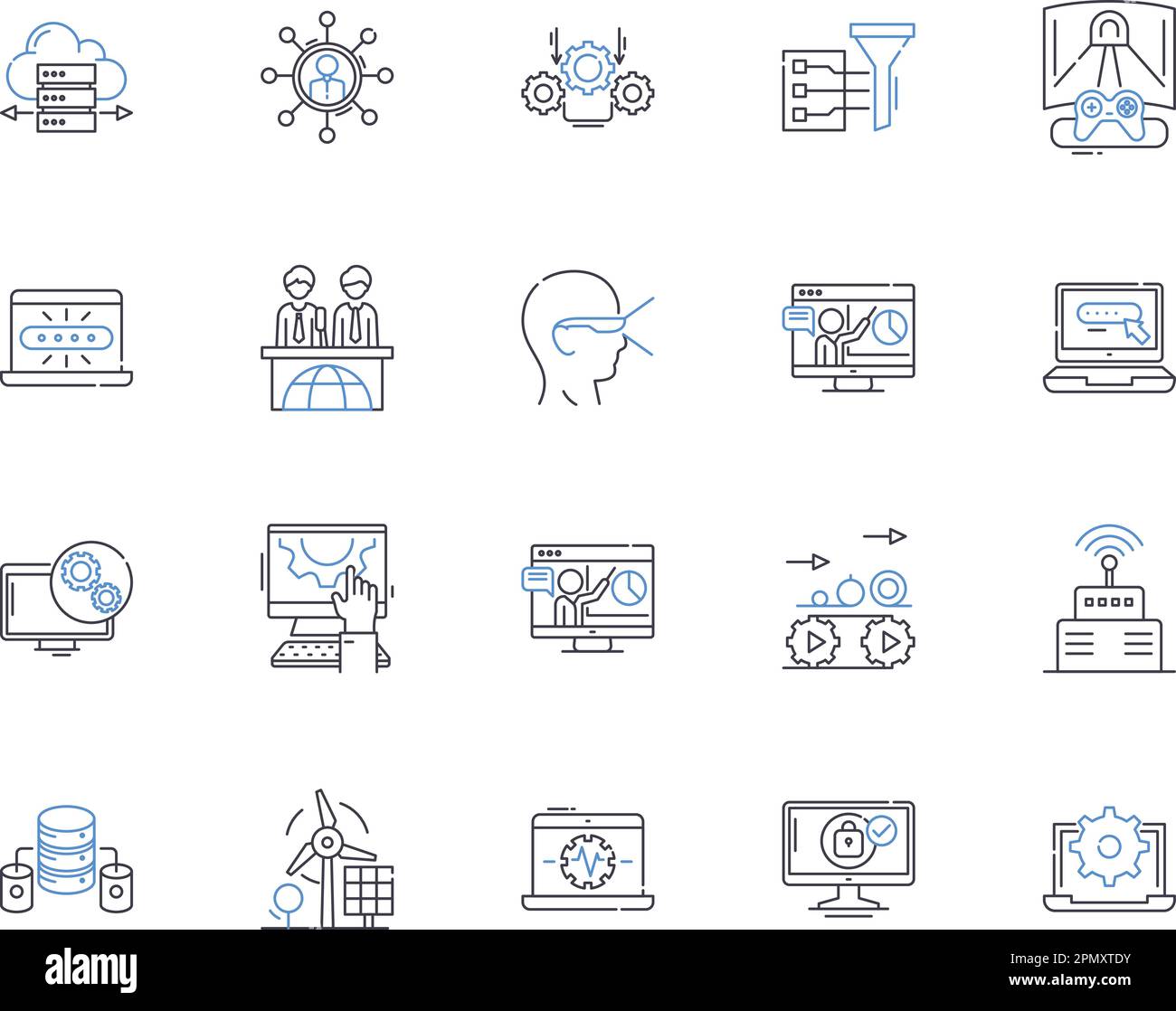 Automation And High Tech Outline Icons Collection Automation High Tech Robotics Ai Machine