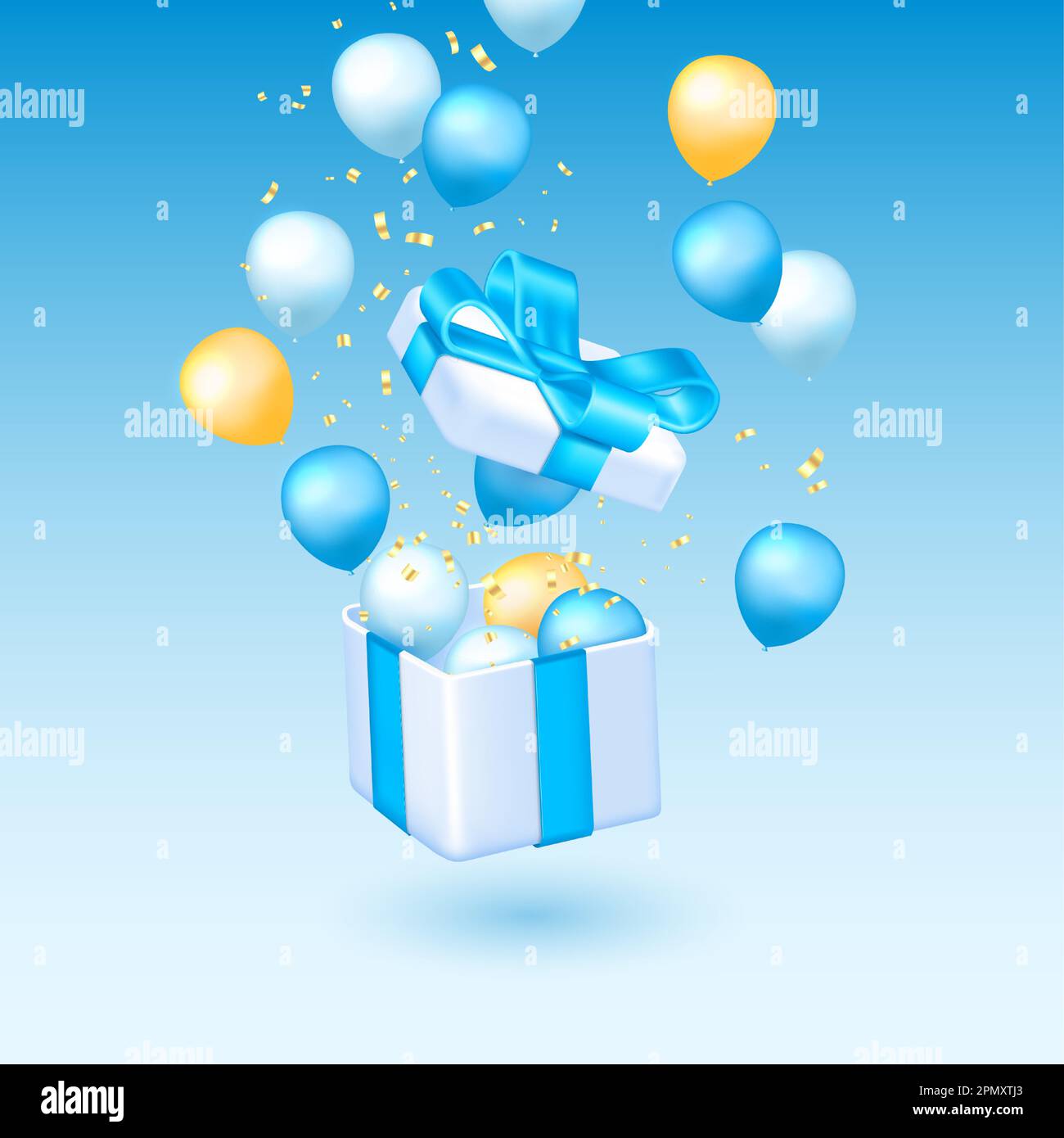 Blue yellow gift box Stock Vector Images - Alamy