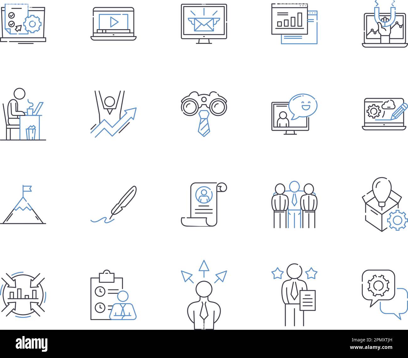 Working Management Outline Icons Collection Workforce Management