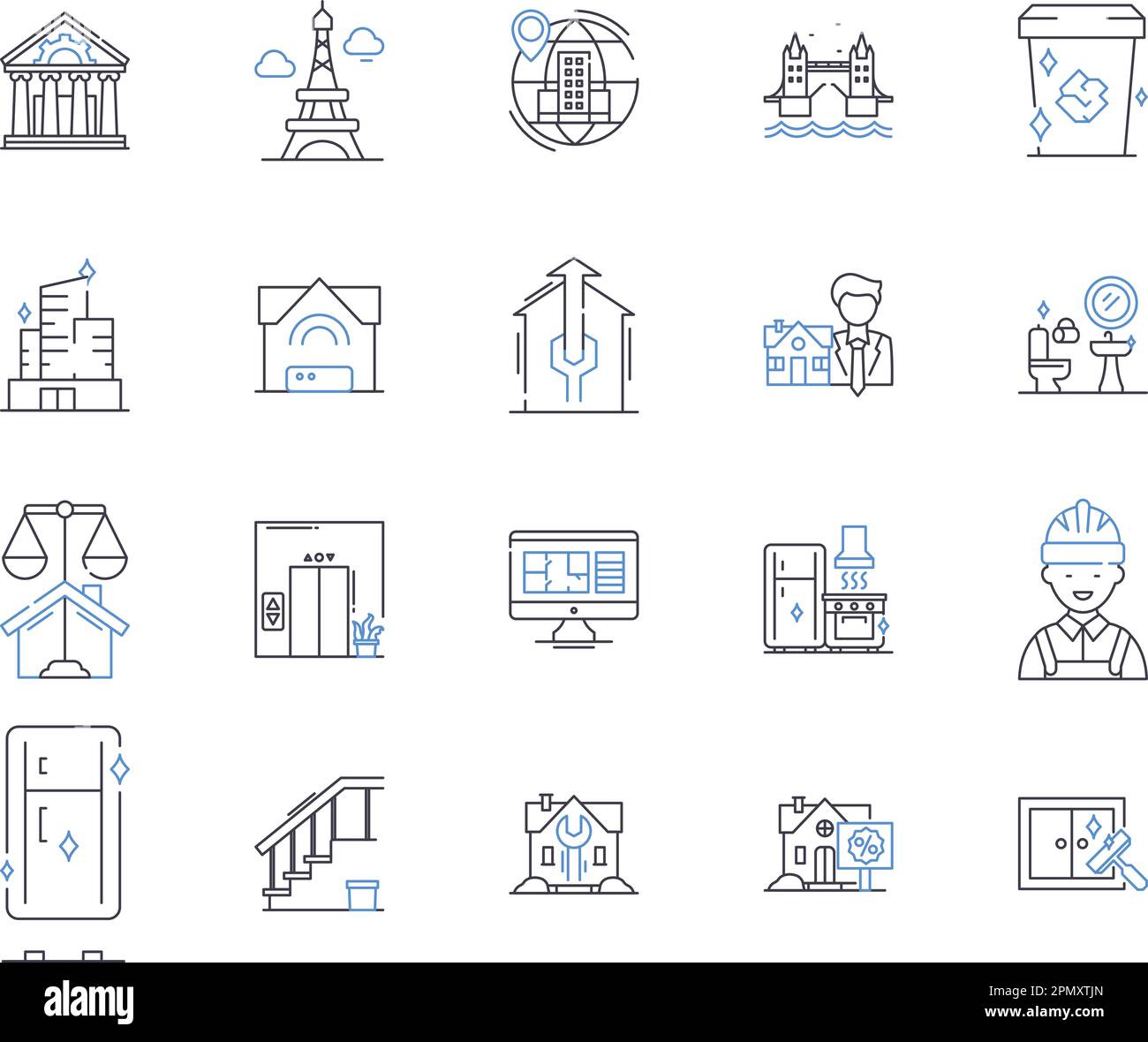 Housekeeping outline icons collection. cleaning, laundry, dusting ...