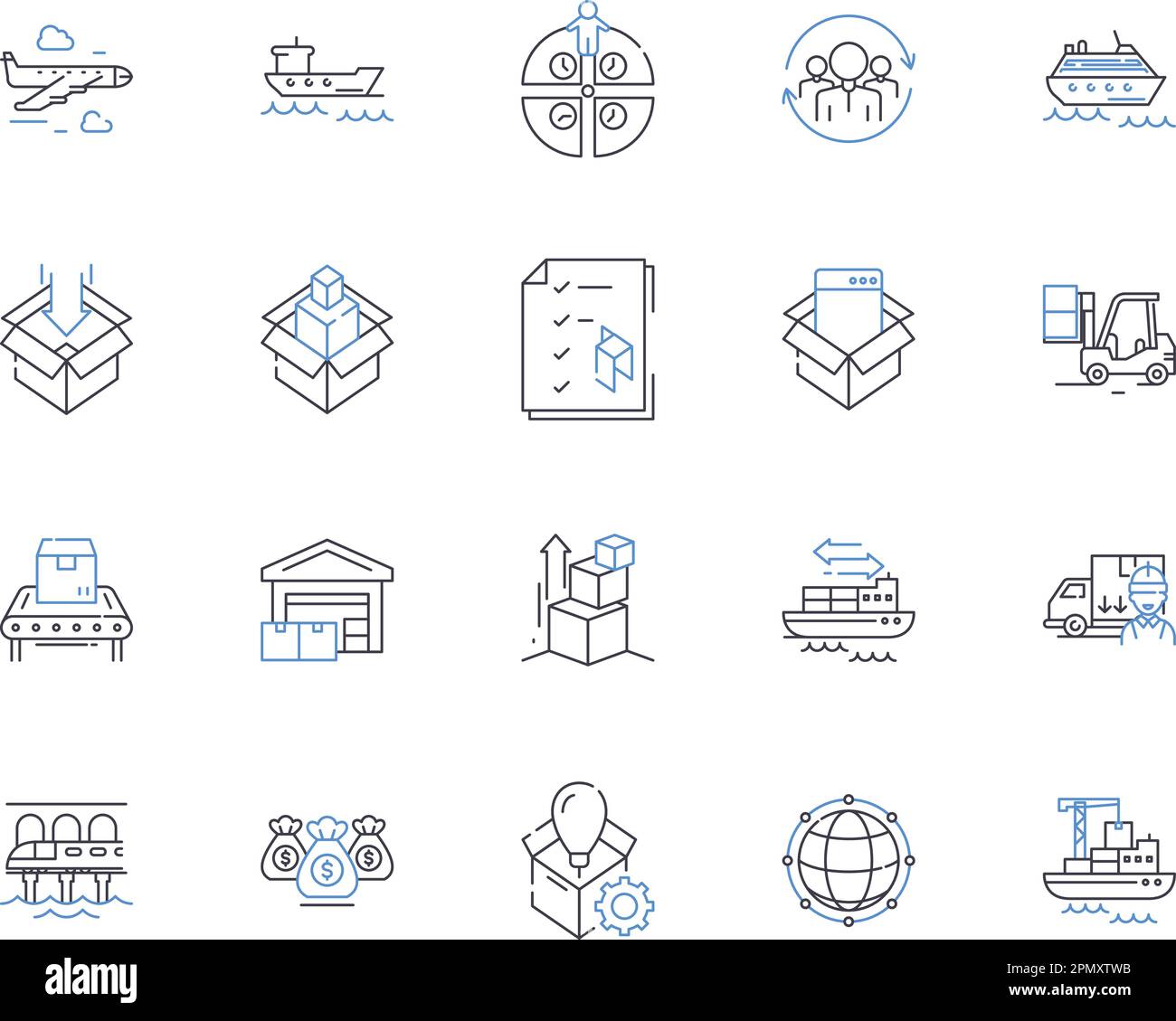 Logistic business outline icons collection. Logistics, Business ...
