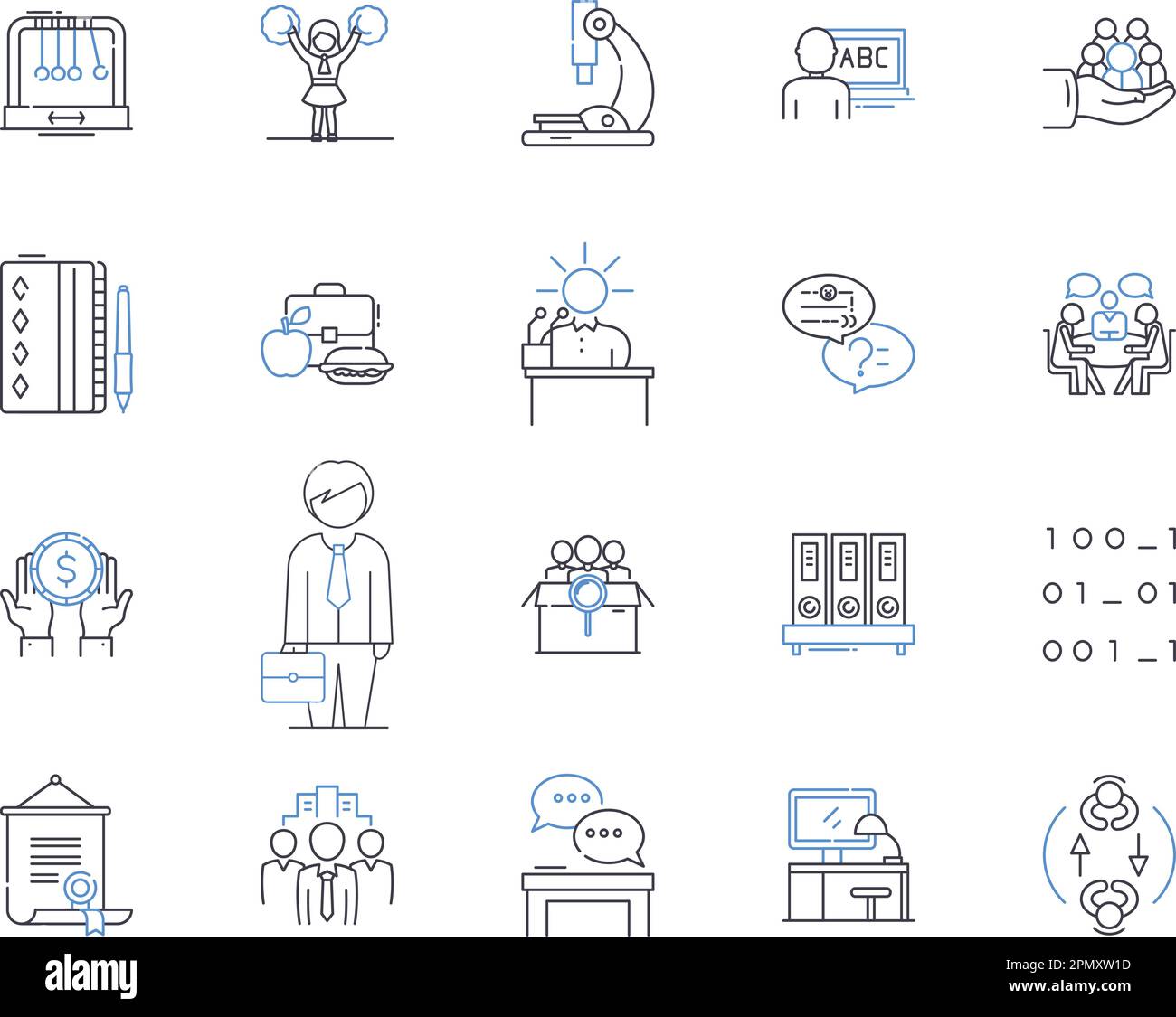 Educational Process Outline Icons Collection Learning Teaching
