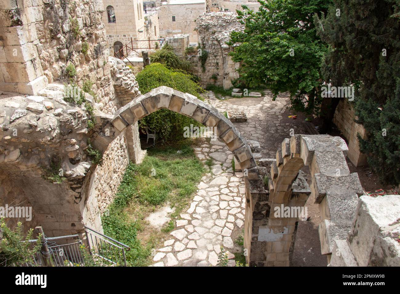 Ancient remnants in old city of Jerusalem. Historical places in the ...