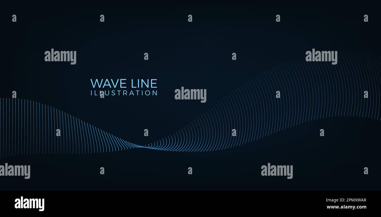 3d data wave, point line. Abstract digital shaping dots, future elements, dark blurry particle ...