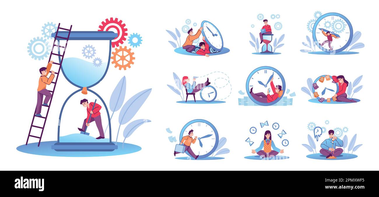 Time management. Schedule control by clock. Tasks or goals planning ...