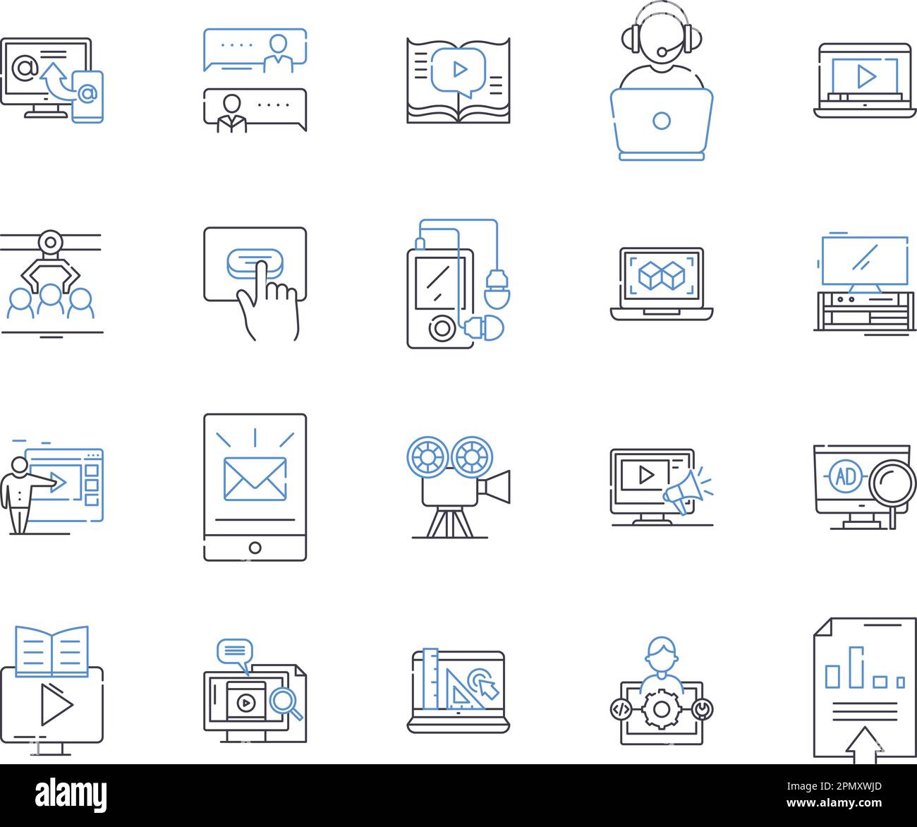 Media company outline icons collection. Media, Company, Broadcasting ...