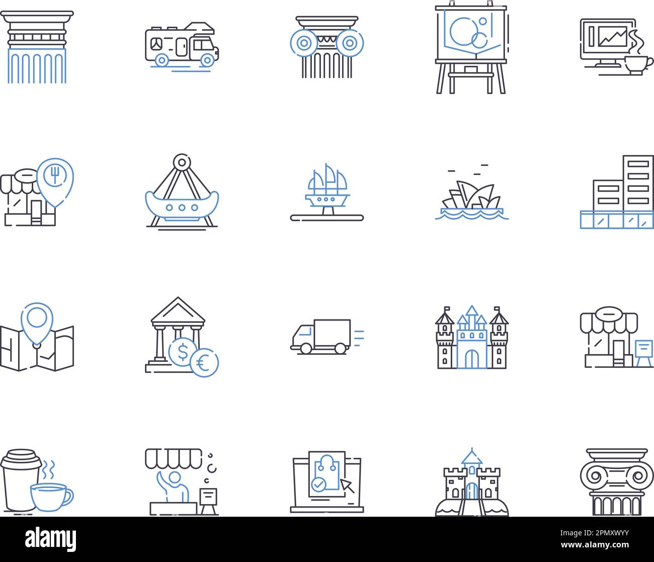 Retail industry outline icons collection. Retail, Trading ...