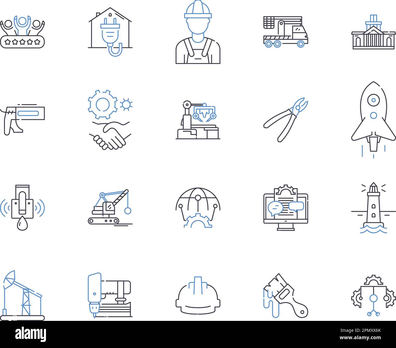 Builder and industry outline icons collection. Builder, Industry ...