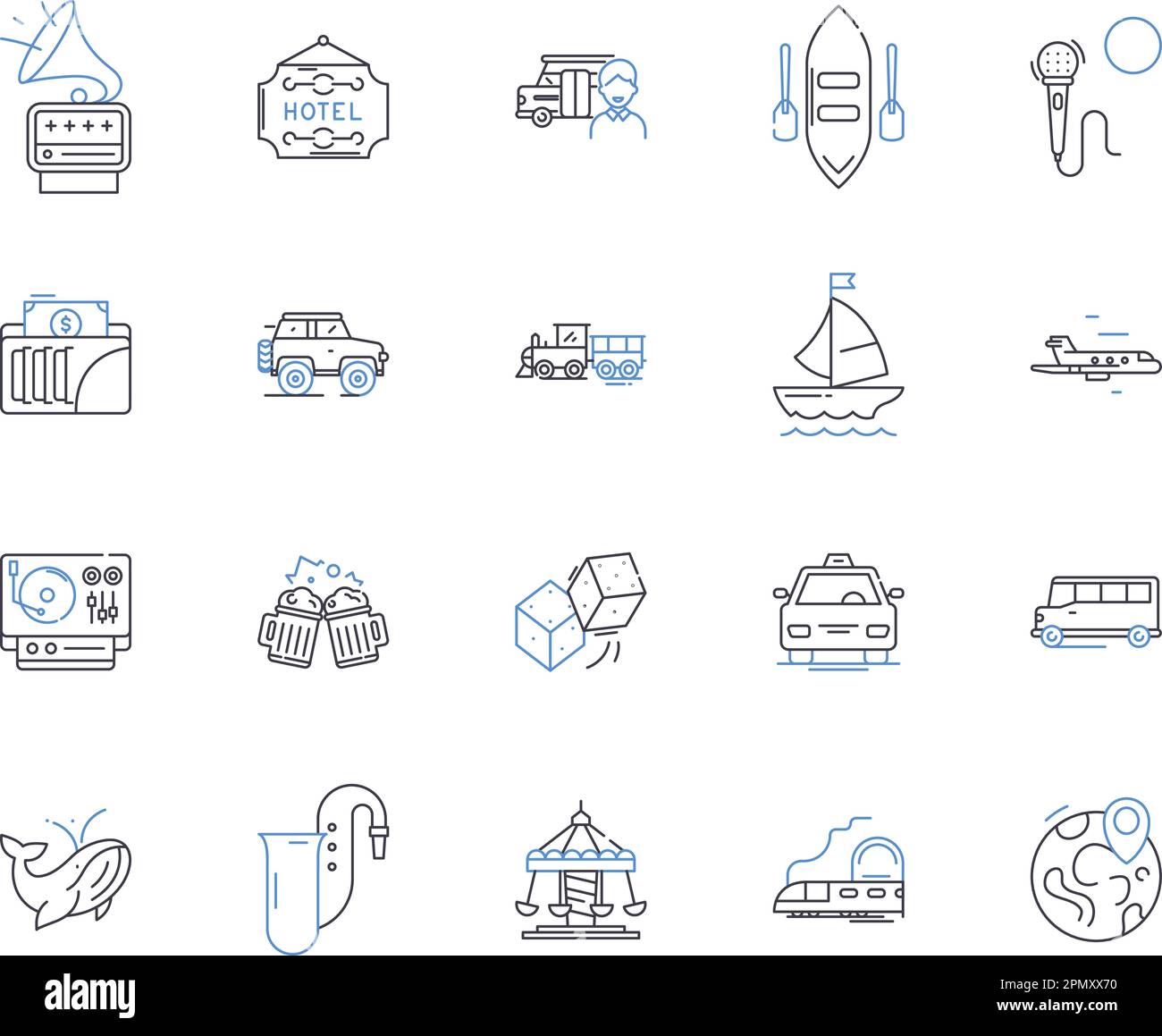 Travelingand vacation outline icons collection. Holiday, Touring ...