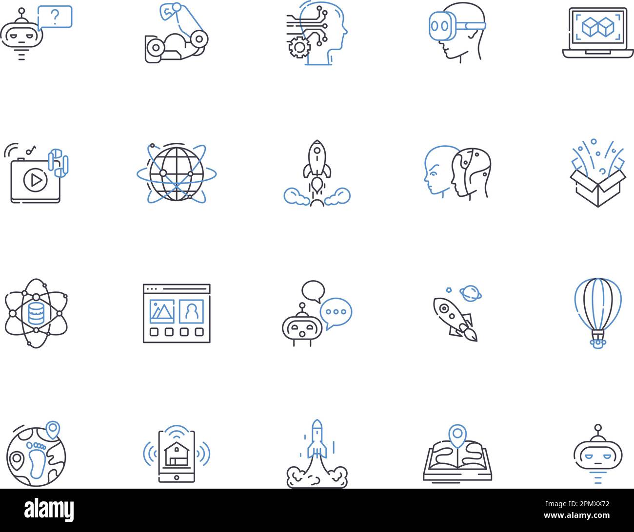Future technologies outline icons collection. AI, Robotics, Automation ... Future technologies outline icons collection. AI, Robotics, Automation ...