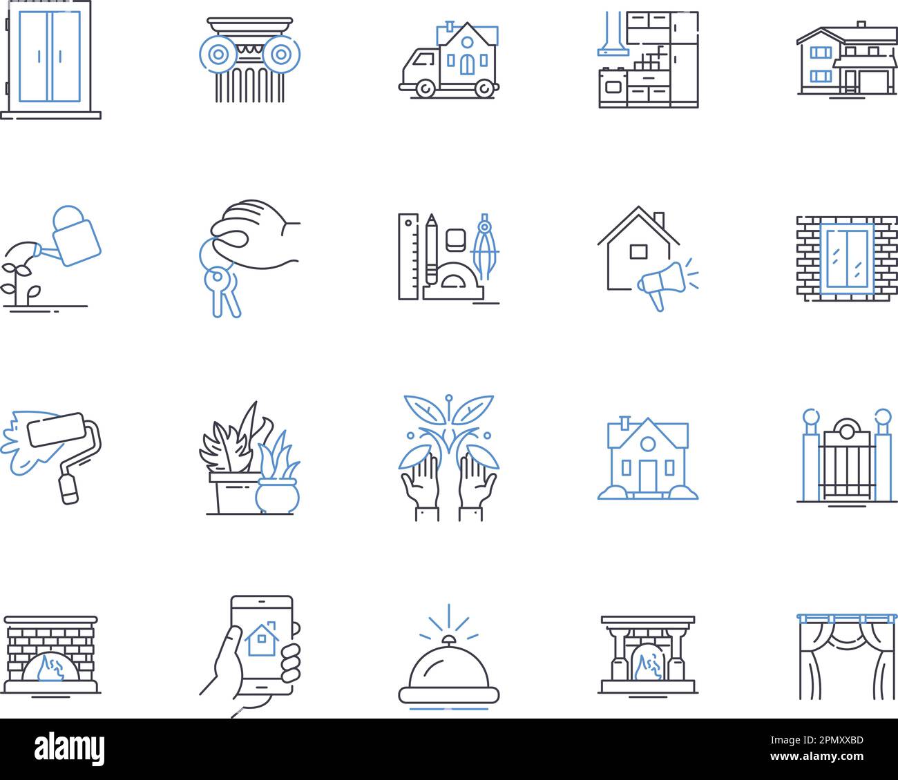 Remodeling and renovation outline icons collection. Remodelling ...