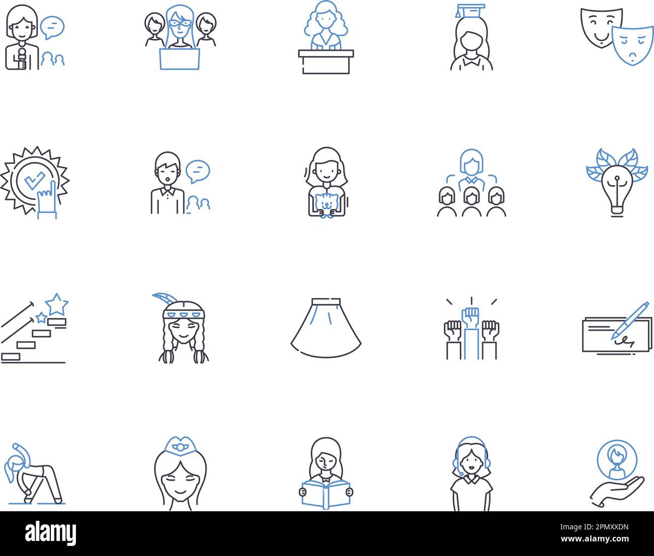 Femenism Outline Icons Collection Feminism Activism Gender Equality