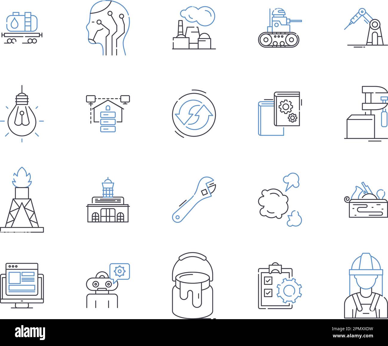 Builder and industry outline icons collection. Builder, Industry ...
