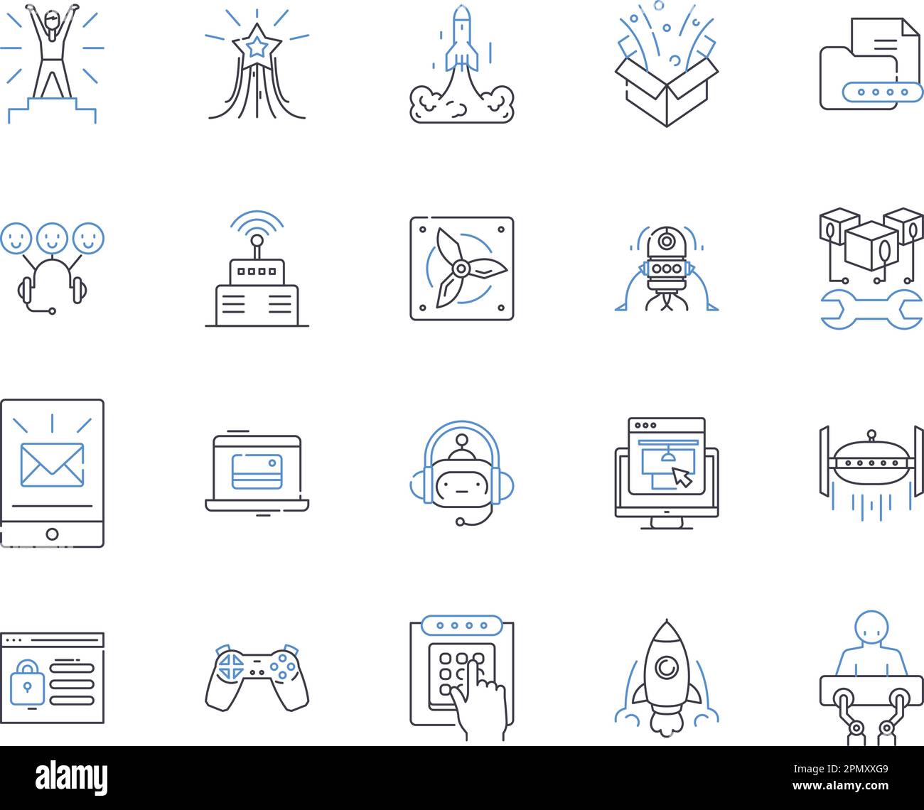 Science and technology outline icons collection. Science, Technology ...